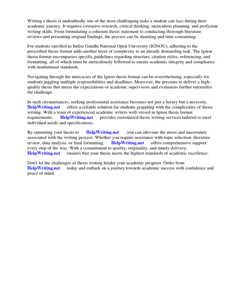 Ignou Thesis Format | PDF | Thesis | Doctor Of Philosophy