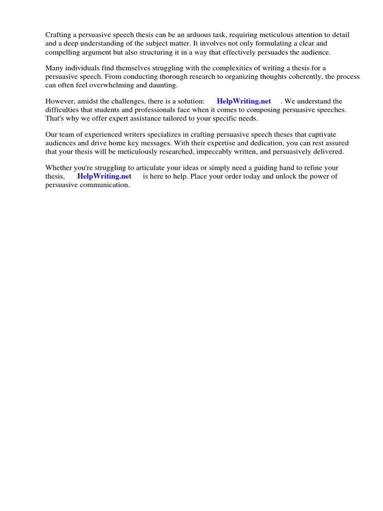 Sample Persuasive Speech Thesis | PDF