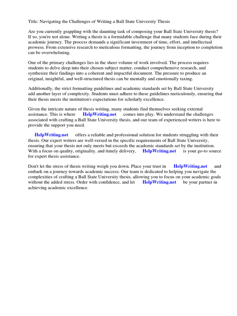 Writing a Ball State Thesis Guide | PDF | Thesis | World Wide Web
