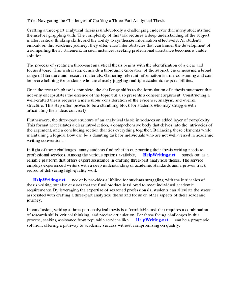 Three-Part Analytical Thesis | PDF | Essays | Thesis