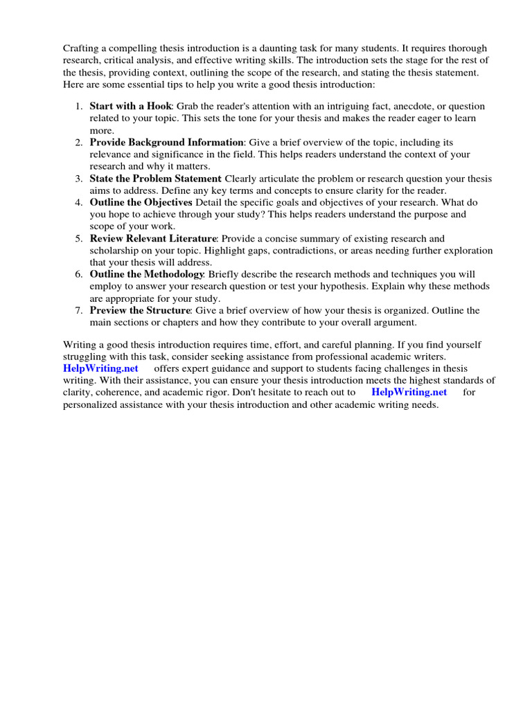 How To Write A Good Thesis Introduction | PDF | Thesis | Essays