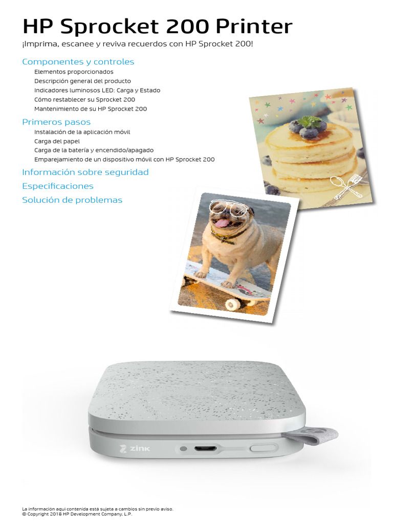 HP Sprocket 200 Manual de Instrucciones | PDF