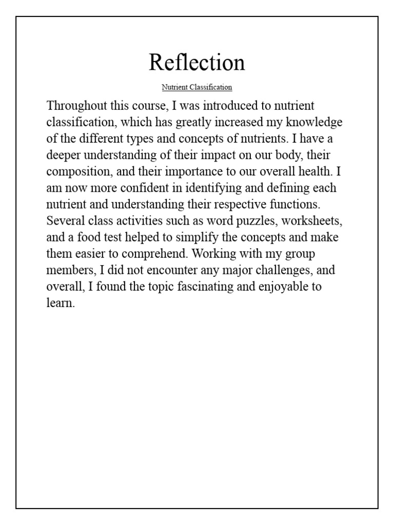 Reflection & Pictures Foods SBB | PDF