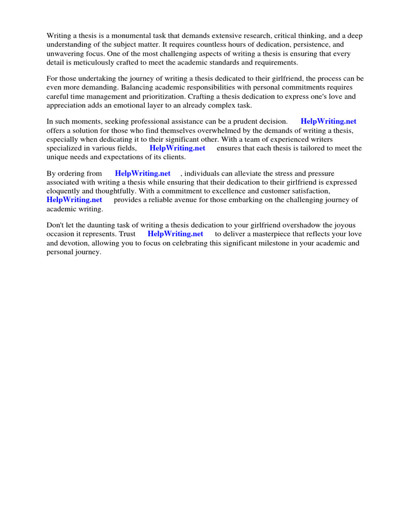 Thesis Dedication Girlfriend | PDF | Thesis | Essays Thesis Dedication Girlfriend | PDF | Thesis | Essays