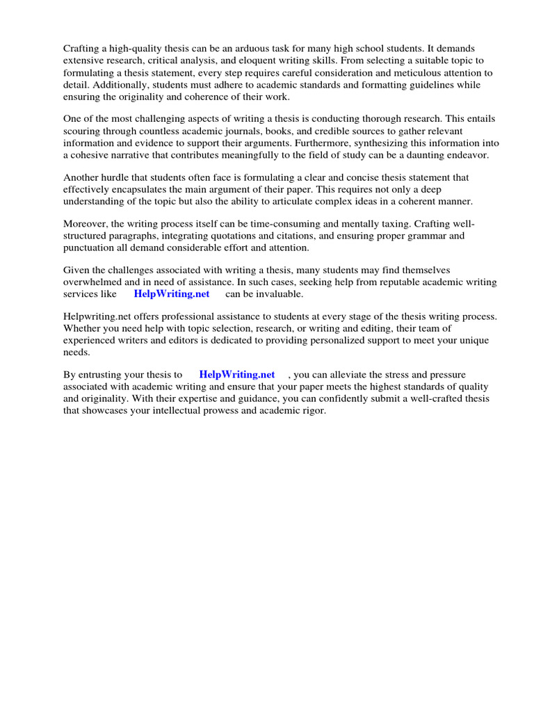 High School Thesis Introduction Sample | PDF | Essays | Thesis