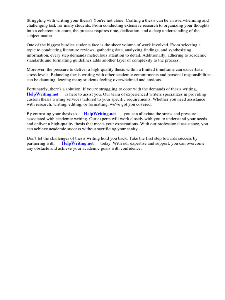 Thesis Writing Organization | PDF