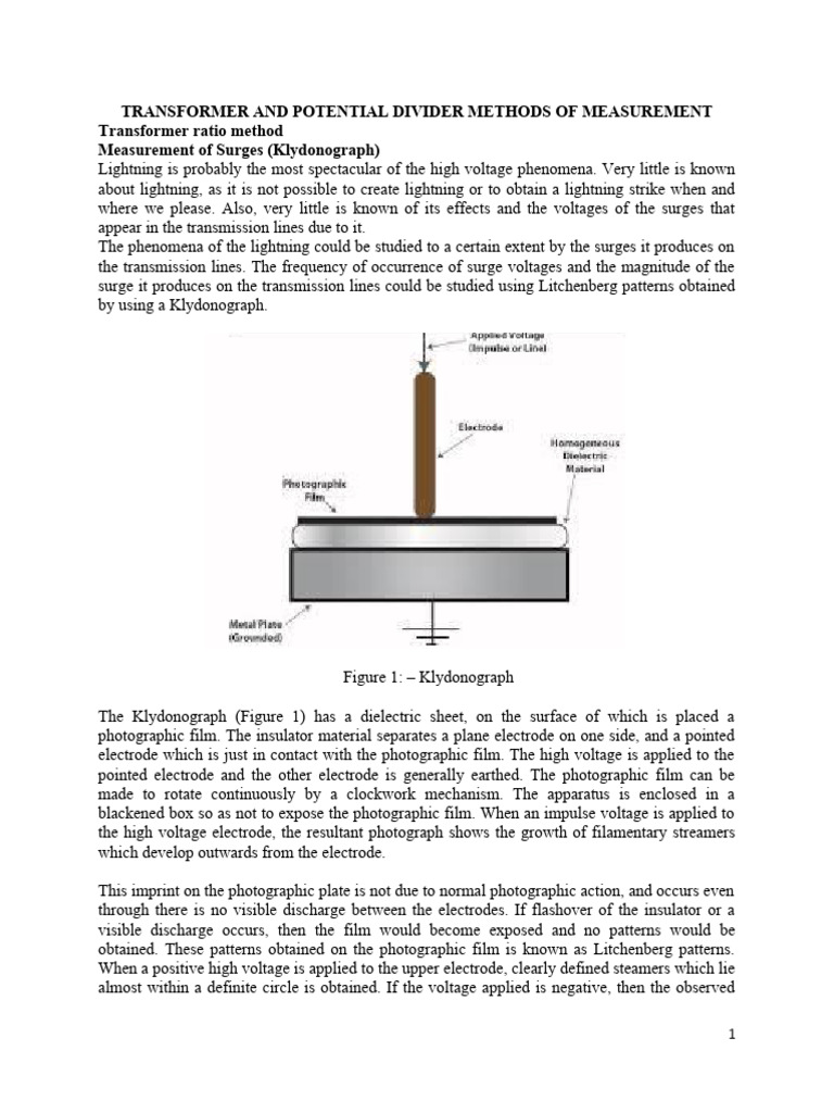 A EEE 805 Transformer and Potential Divider Methods of Measurement | PDF