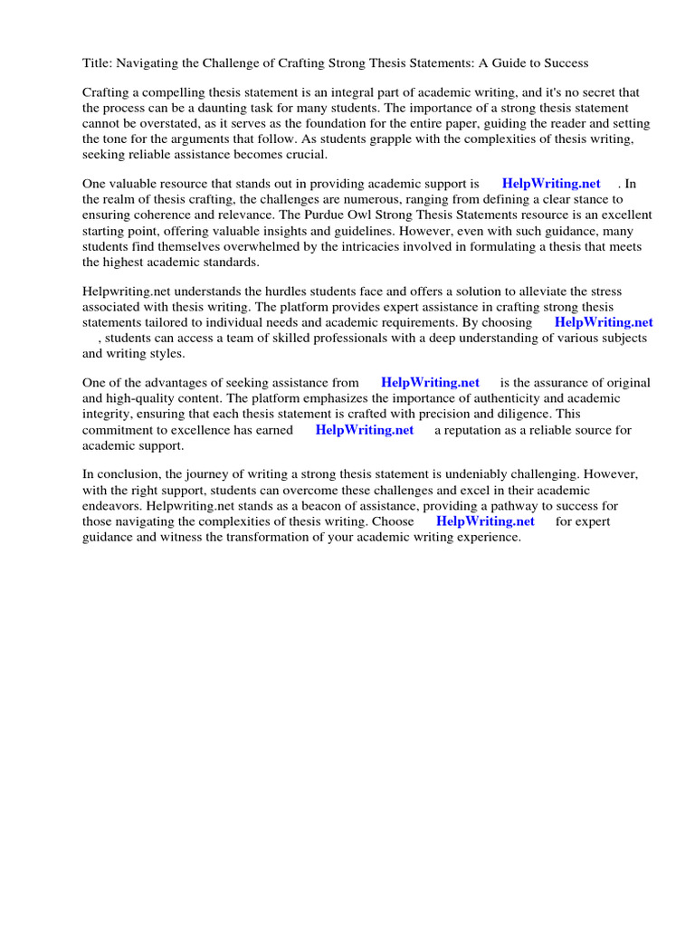 Purdue Owl Strong Thesis Statements | PDF