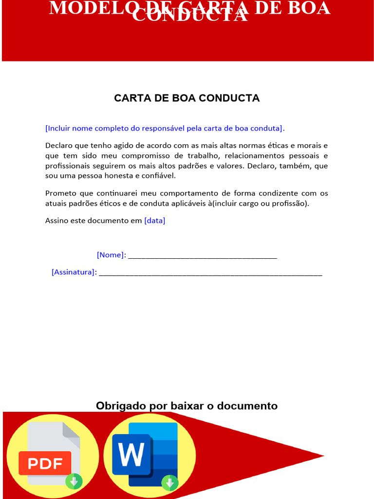Modelo de Carta de Boa Conduta | PDF