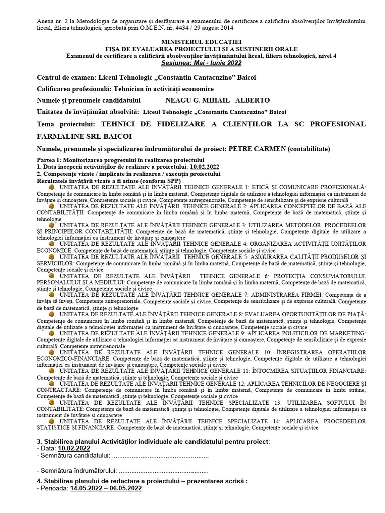 Anexa 11 Fisa Evaluare Docx | PDF