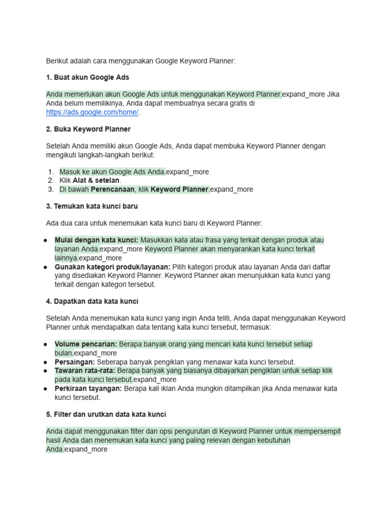 Panduan Google Keyword Planner | PDF