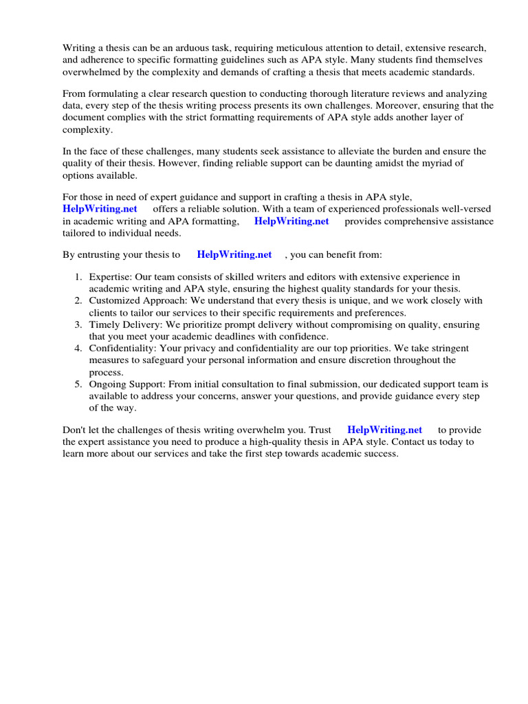 Thesis Apa Style Sample | PDF