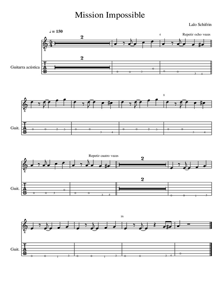 Mission Impossible Guitar Tabs | PDF