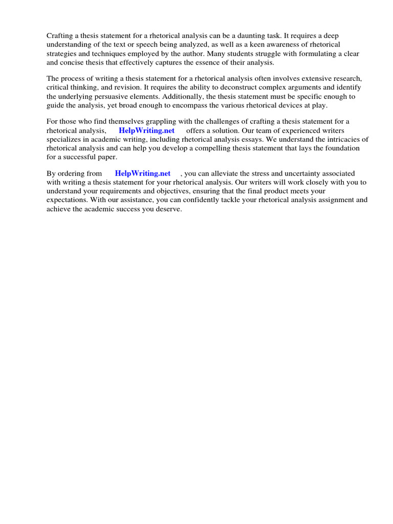 Thesis Statement Generator For Rhetorical Analysis | PDF | Rhetoric ...