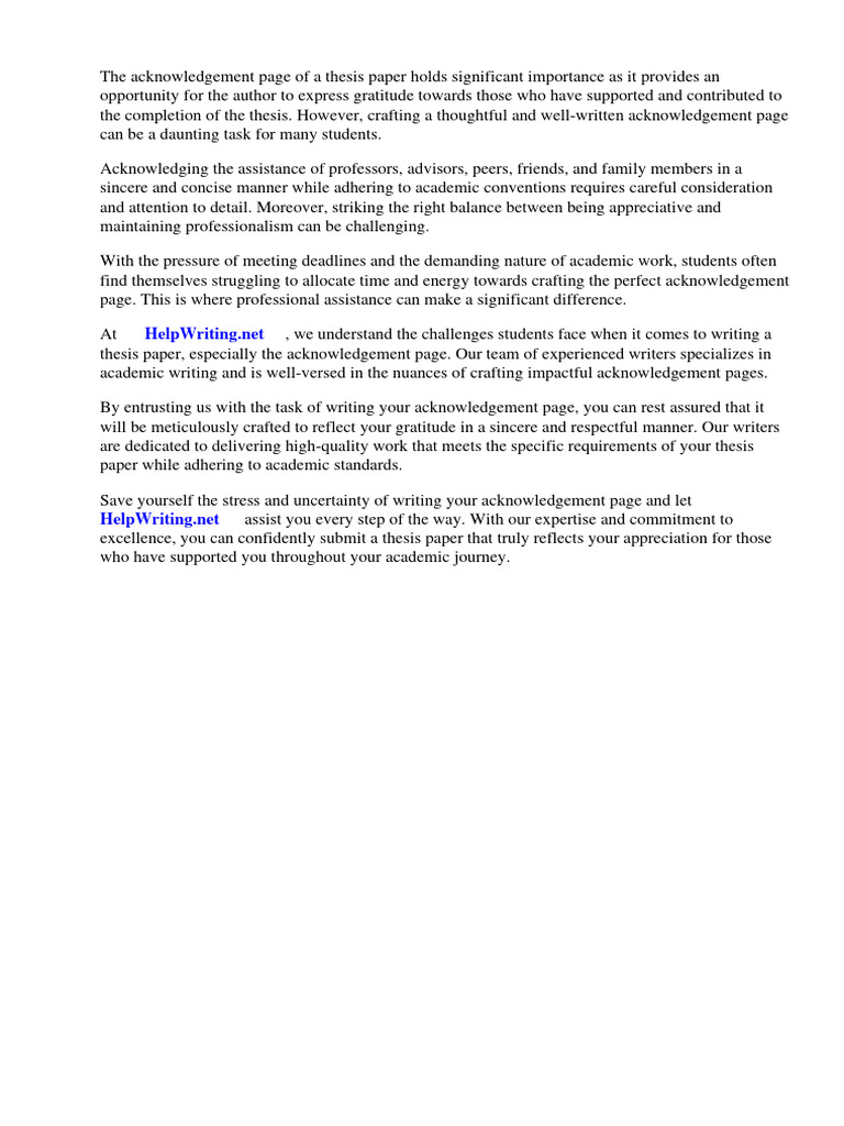 Thesis Paper Acknowledgement Page | PDF | Thesis | Science