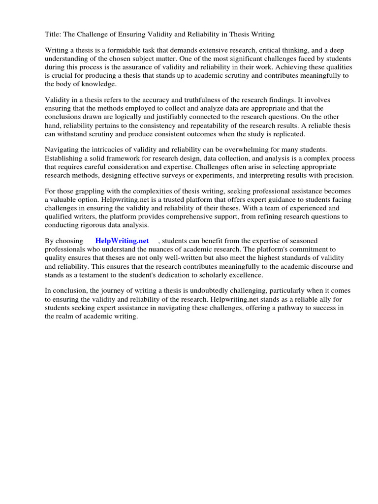 Ensuring Validity and Reliability in Theses | PDF | Validity (Statistics) | Methodology