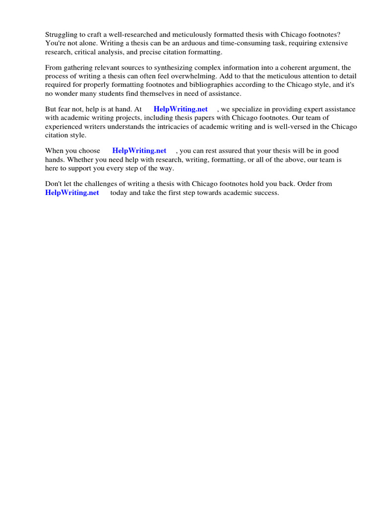 Thesis Help with Chicago Footnotes | PDF