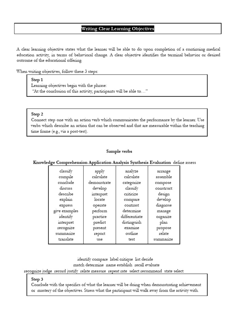 Tips For Writing Objectives | PDF