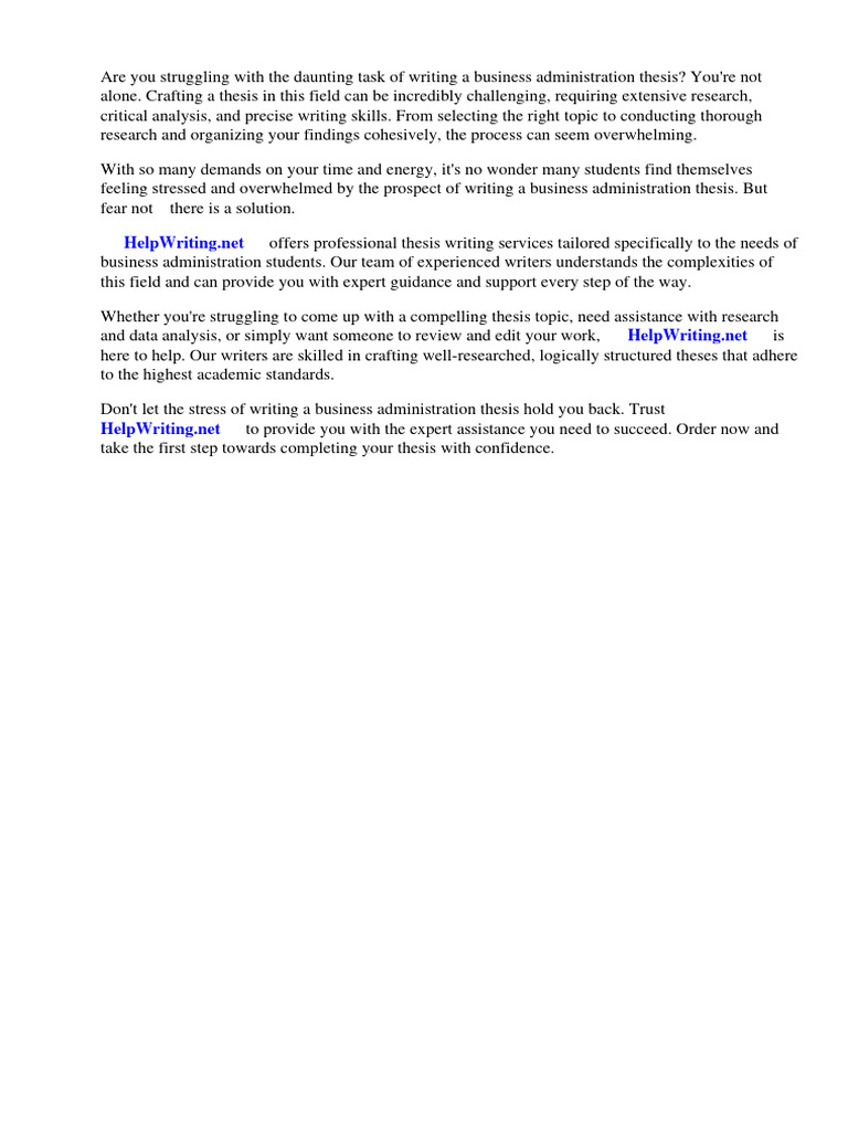 Business Administration Thesis Titles | PDF | Career & Growth