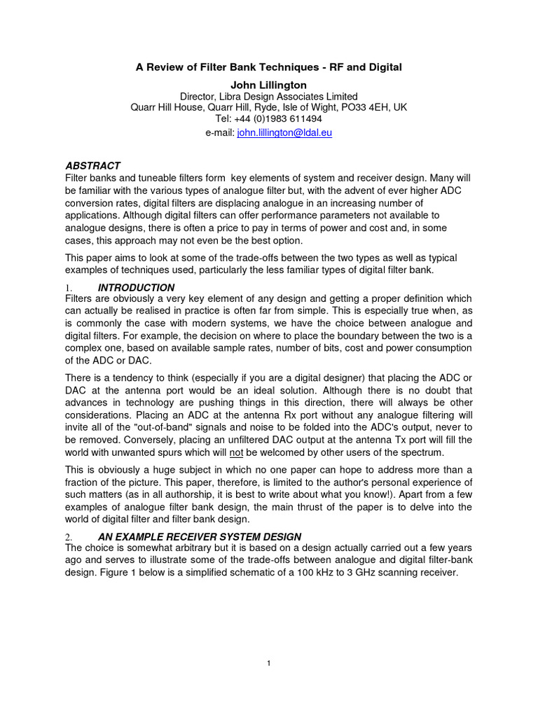 16 - Lillington - A Review of Filter Bank Techniques | PDF | Analog To ...