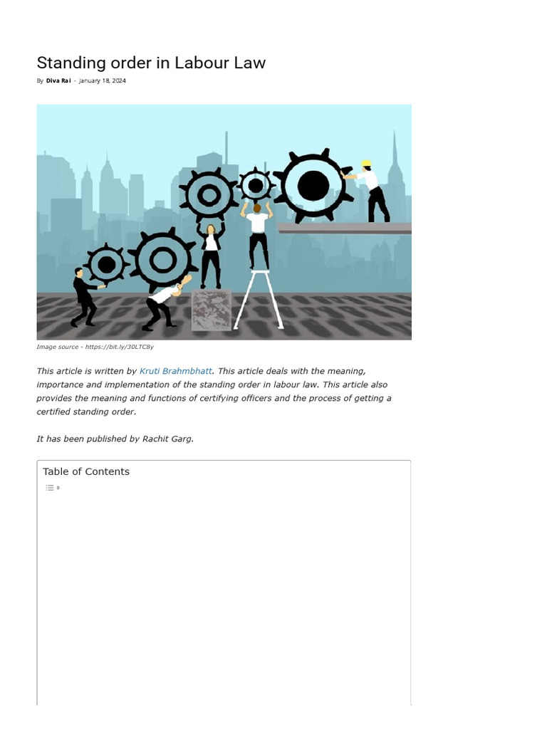 Standing Order in Labour Law - Ipleaders | PDF | Standing (Law) | Appeal