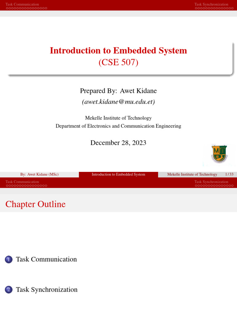 CHAP-5 Task_communication | PDF | Process (Computing) | Embedded System