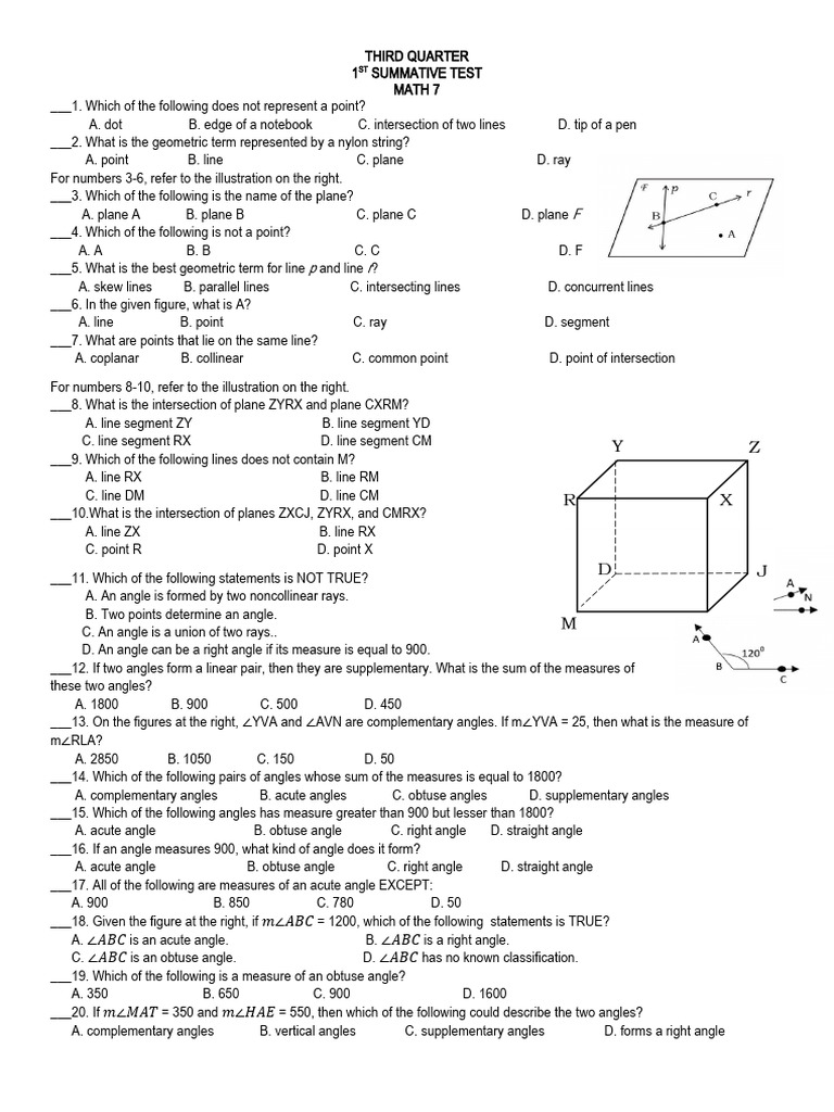 Math Quiz Bee - Reviewer | PDF | Space | Mathematics