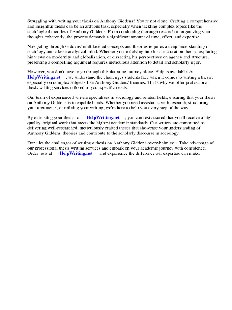Anthony Giddens Thesis | Download Free PDF | Sociology | Social Structure Anthony Giddens Thesis | Download Free PDF | Sociology | Social Structure