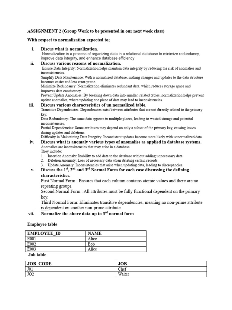 ASSIGNMENT 2 Normalisation Diploma | PDF | Database Index | Relational Database