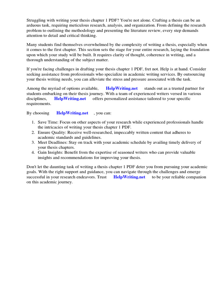 Thesis Chapter 1 PDF | PDF | Thesis | Methodology