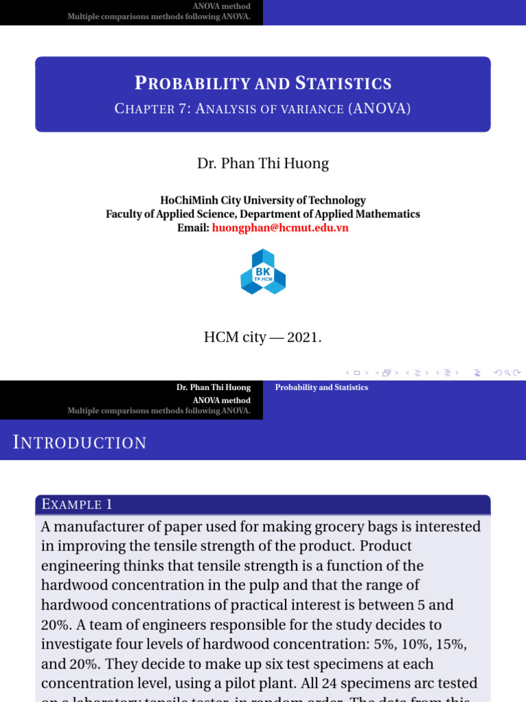 Chapter7 Anova | PDF | Analysis Of Variance | Variance