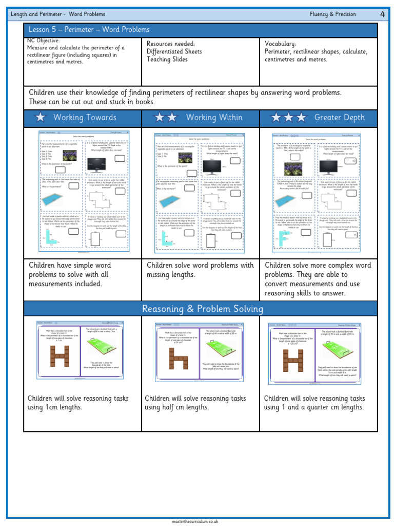 5 Autumn Term Year 4 Length and Perimeter Perimeter Word Problems ...