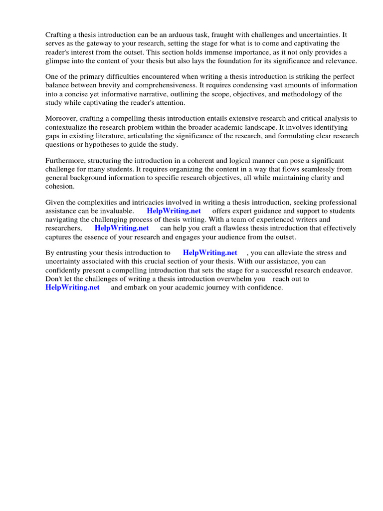 Thesis Introduction Sections | PDF | Essays | Thesis