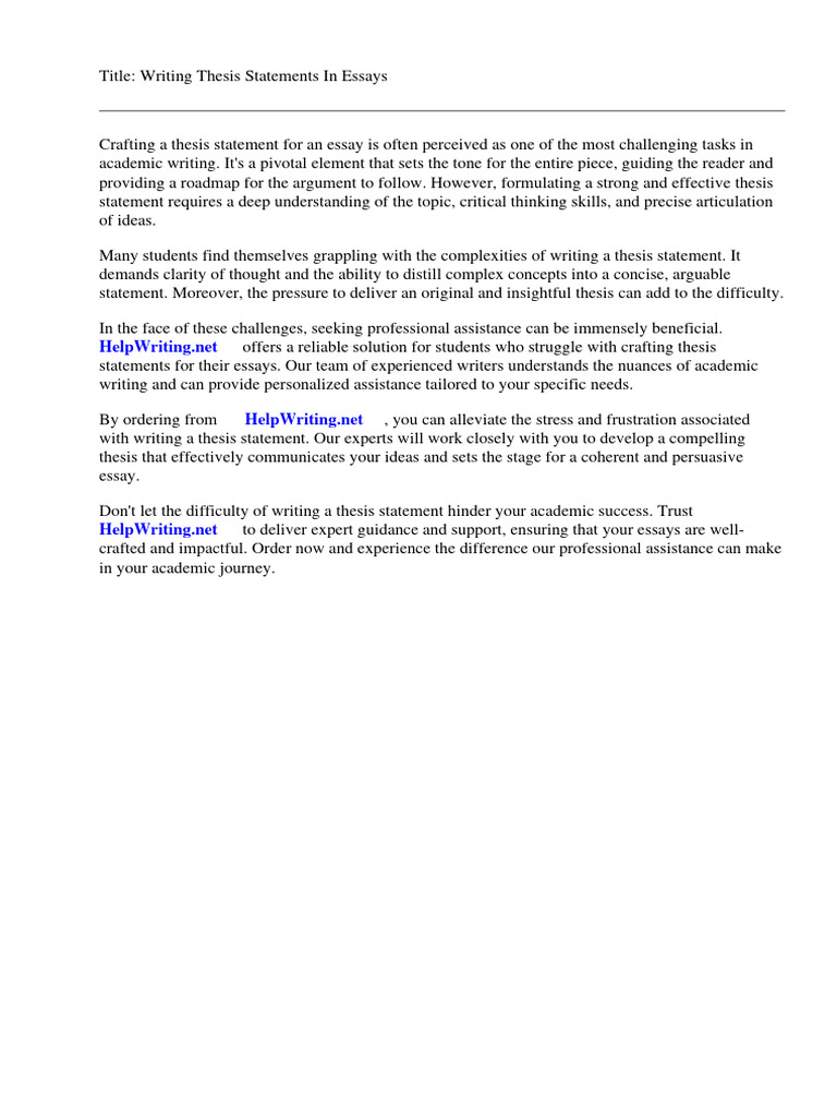 Writing Thesis Statements in Essays | PDF | Essays | Thesis