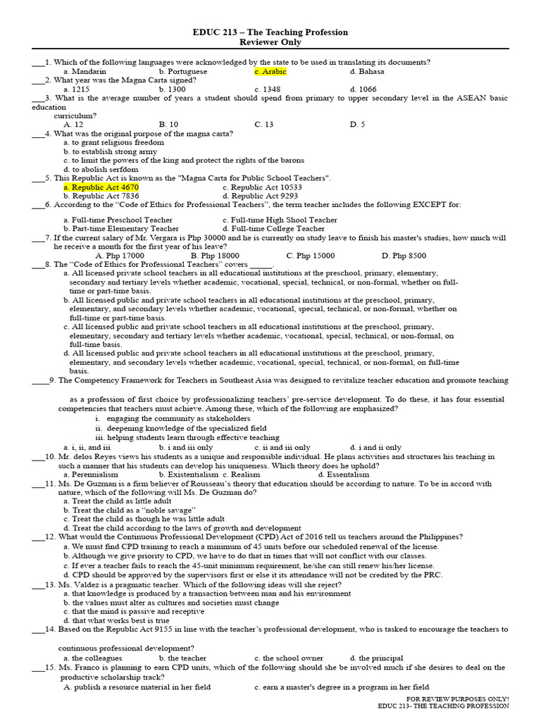 EDUC 213 Reviewer | PDF