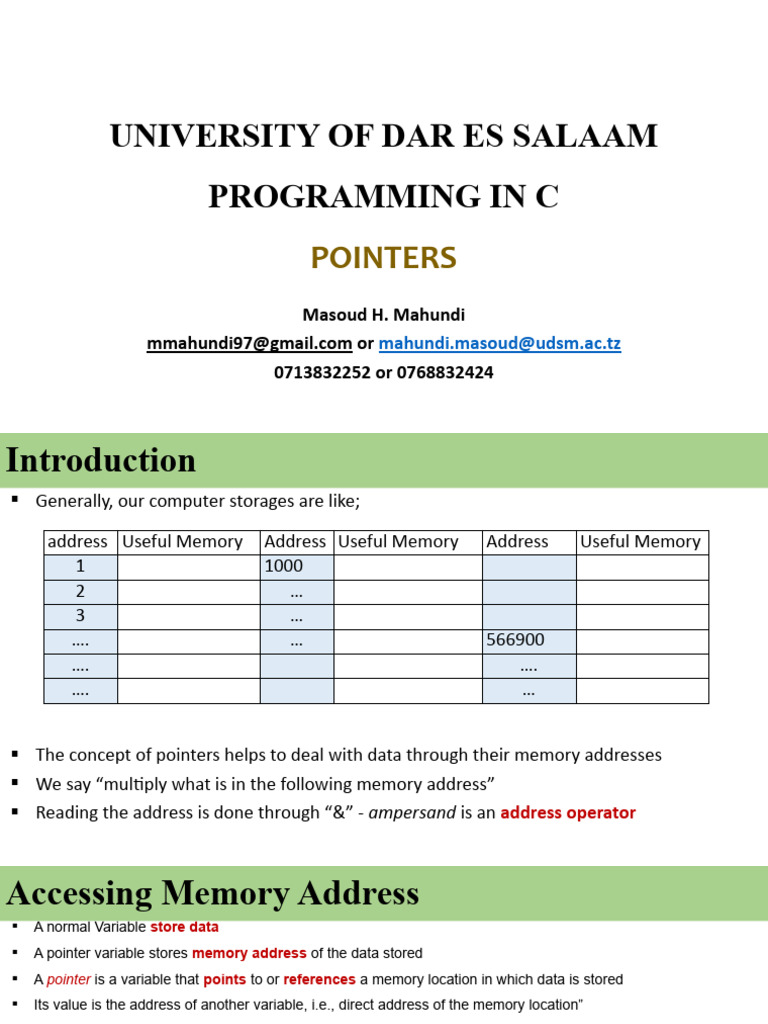 Lecture 7 Pointers Pdf Pointer Computer Programming Variable Computer Science 1837