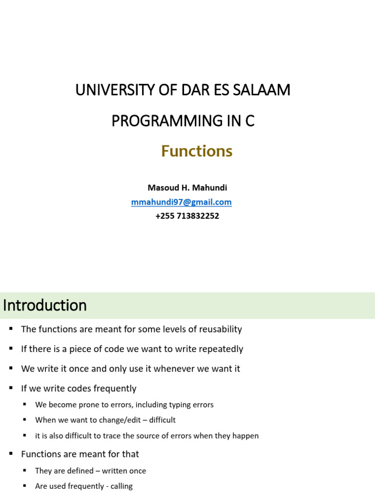 Lecture 8 - Functions | PDF | Parameter (Computer Programming) | Computer Programming