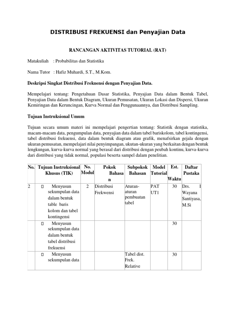 Tugas Tabel Distribusi Data-1 | PDF