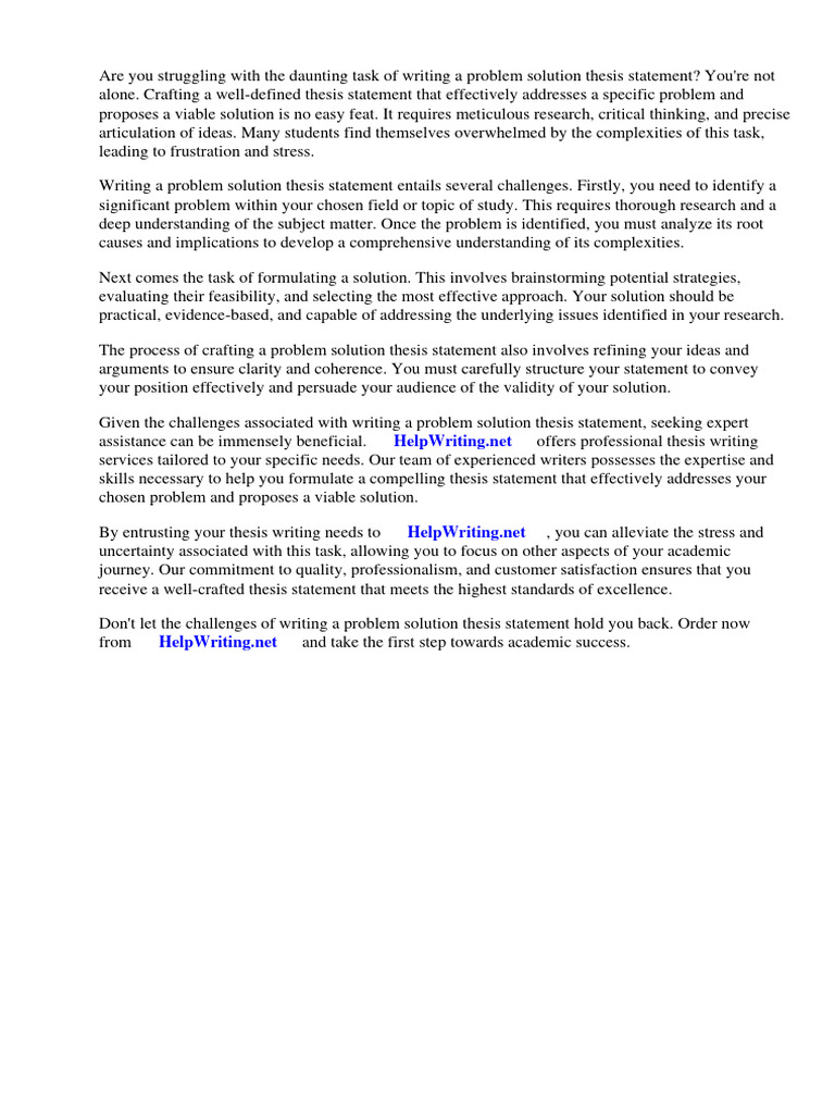 How To Write A Problem Solution Thesis Statement | PDF | Thesis | Essays