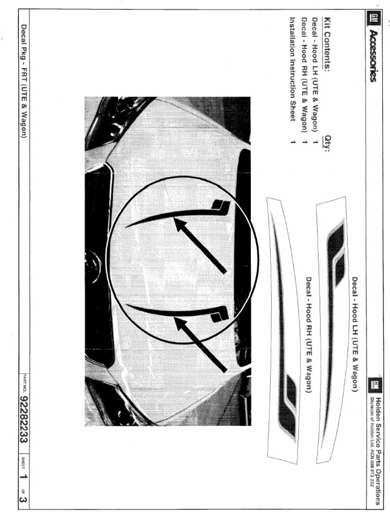 VF Commodore Sandman Decals Placement Instructions Hood Pages 1 | PDF