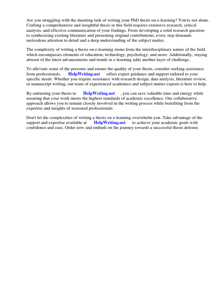 E-Learning PHD Thesis Download | PDF | Educational Technology | Thesis