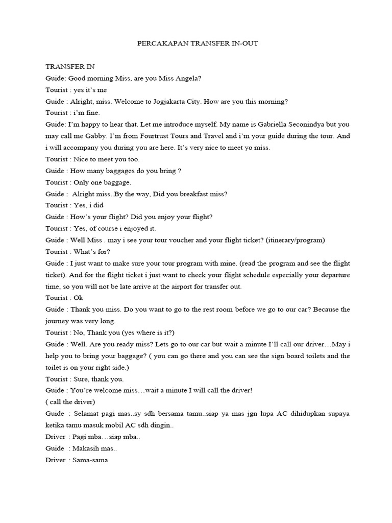 Percakapan Transfer in Out | PDF