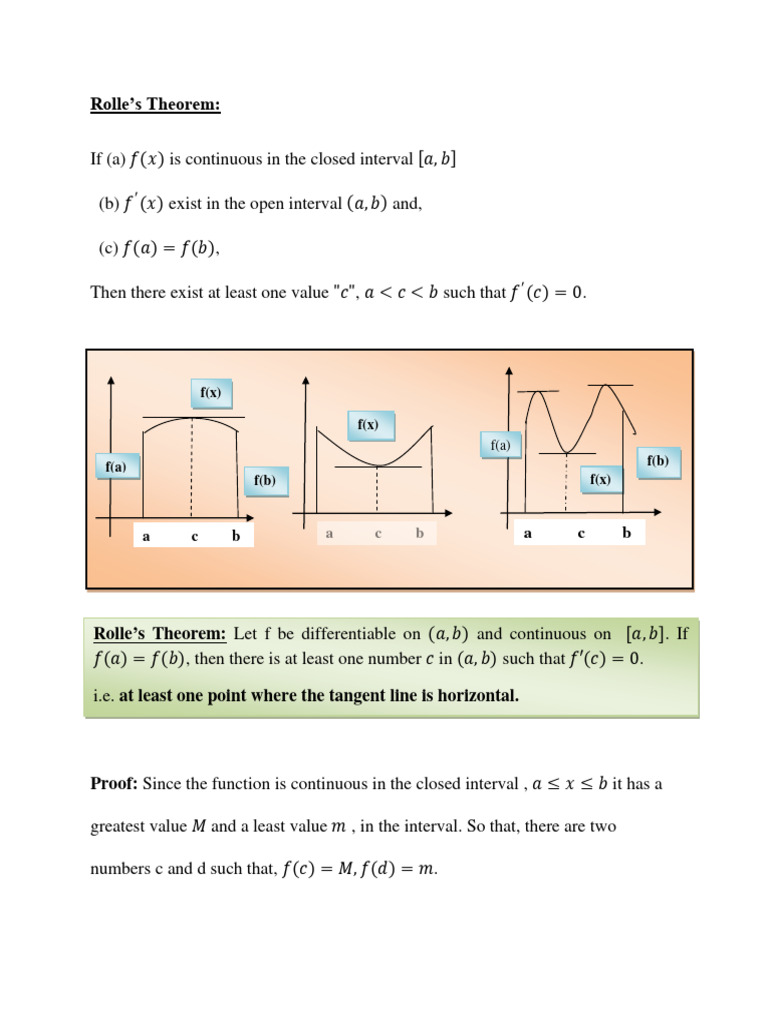 The Rolle Theorem Pdf