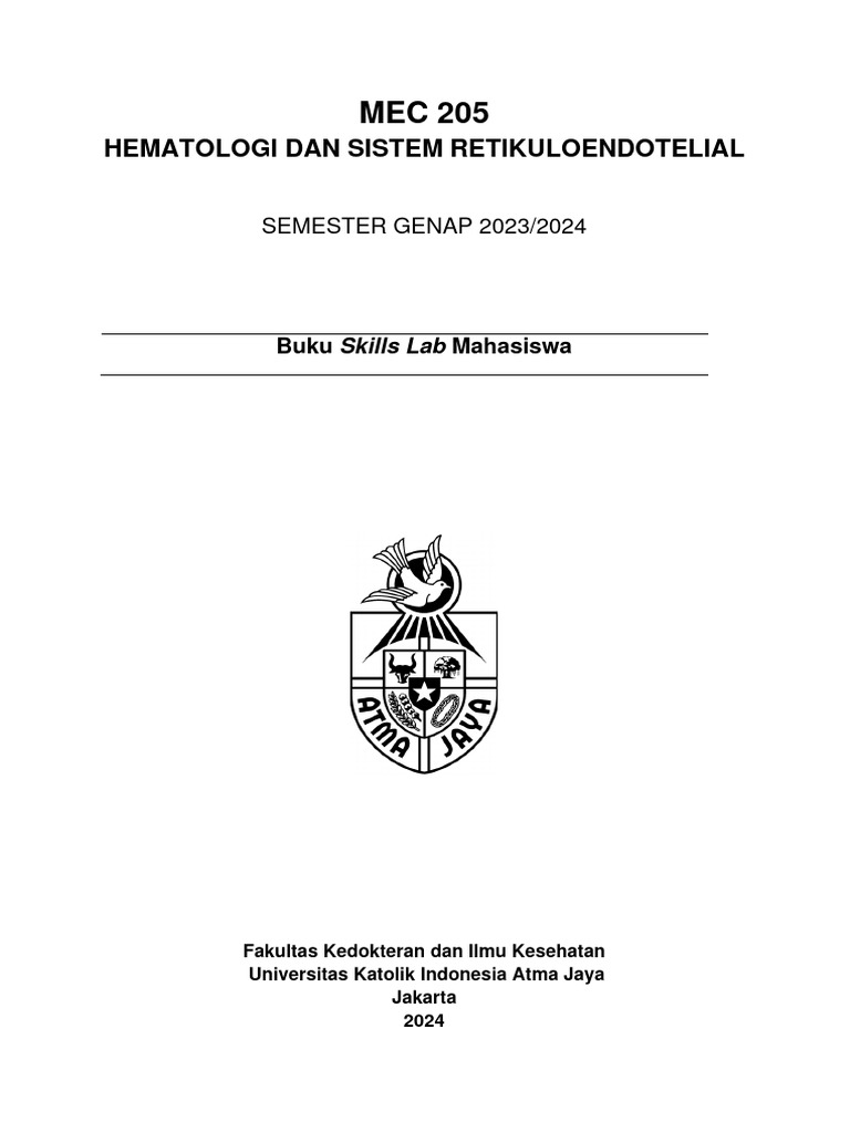 MEC 205 Blok Hematologi - Buku Skills Lab Mahasiswa 2024 | PDF ...