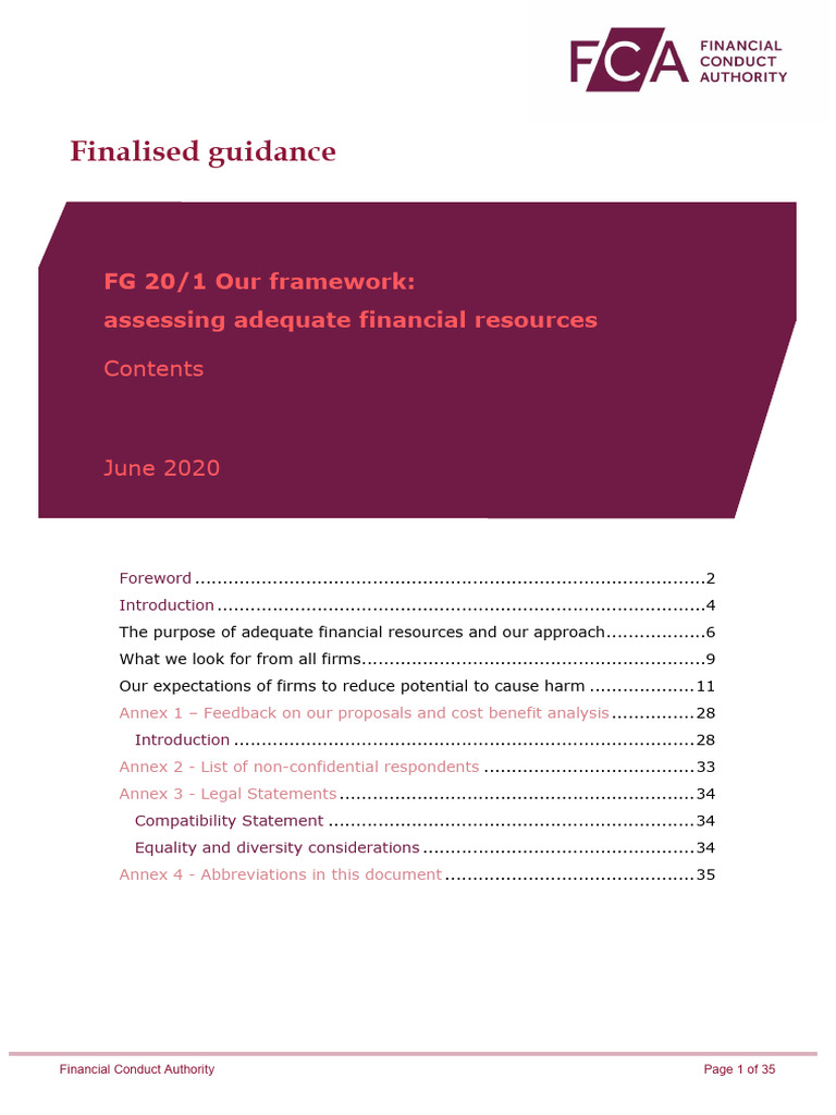 FCA Guidance on Financial Resource Assessment | PDF | Finance & Money ...