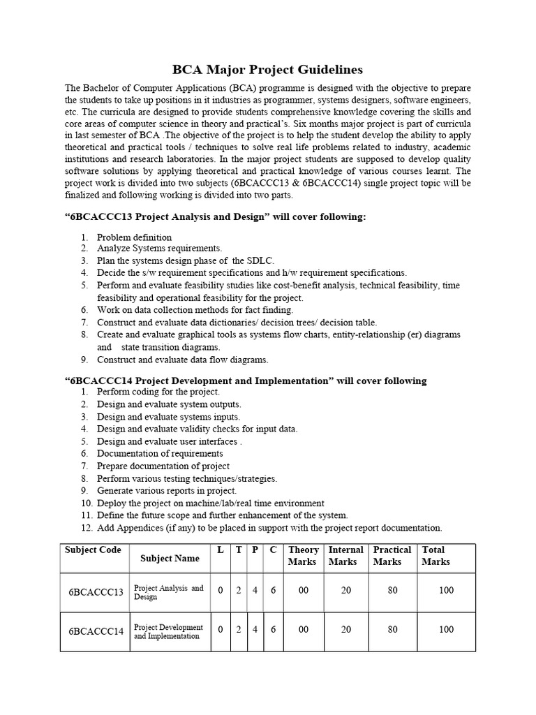 Major-Project-BCA-Guidelines-10062020 | PDF | Software | Computing