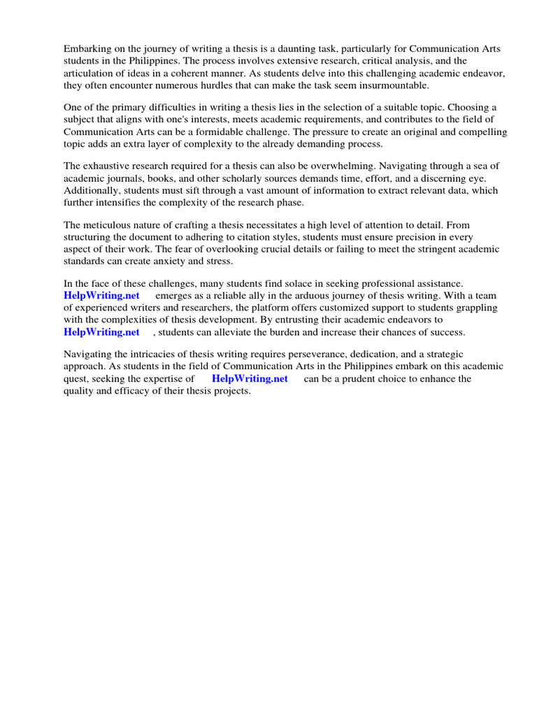Thesis Topics For Communication Arts Students Pinoy | Download Free PDF ...