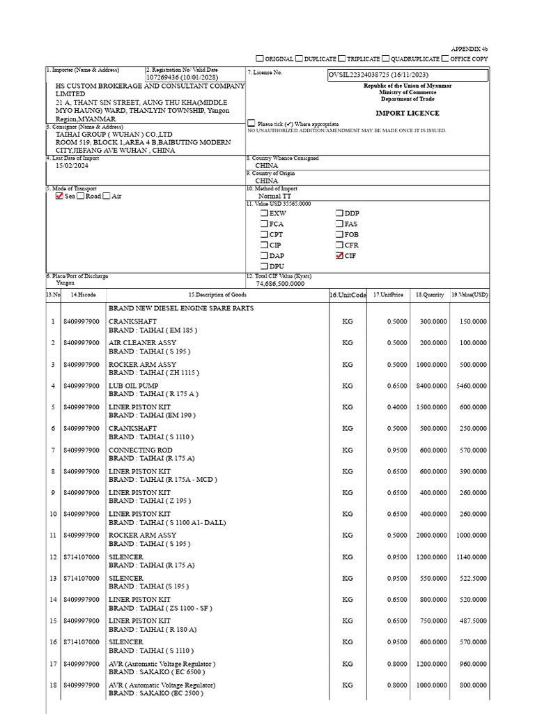 HS Spare Part TON 50 - Original Licence | PDF