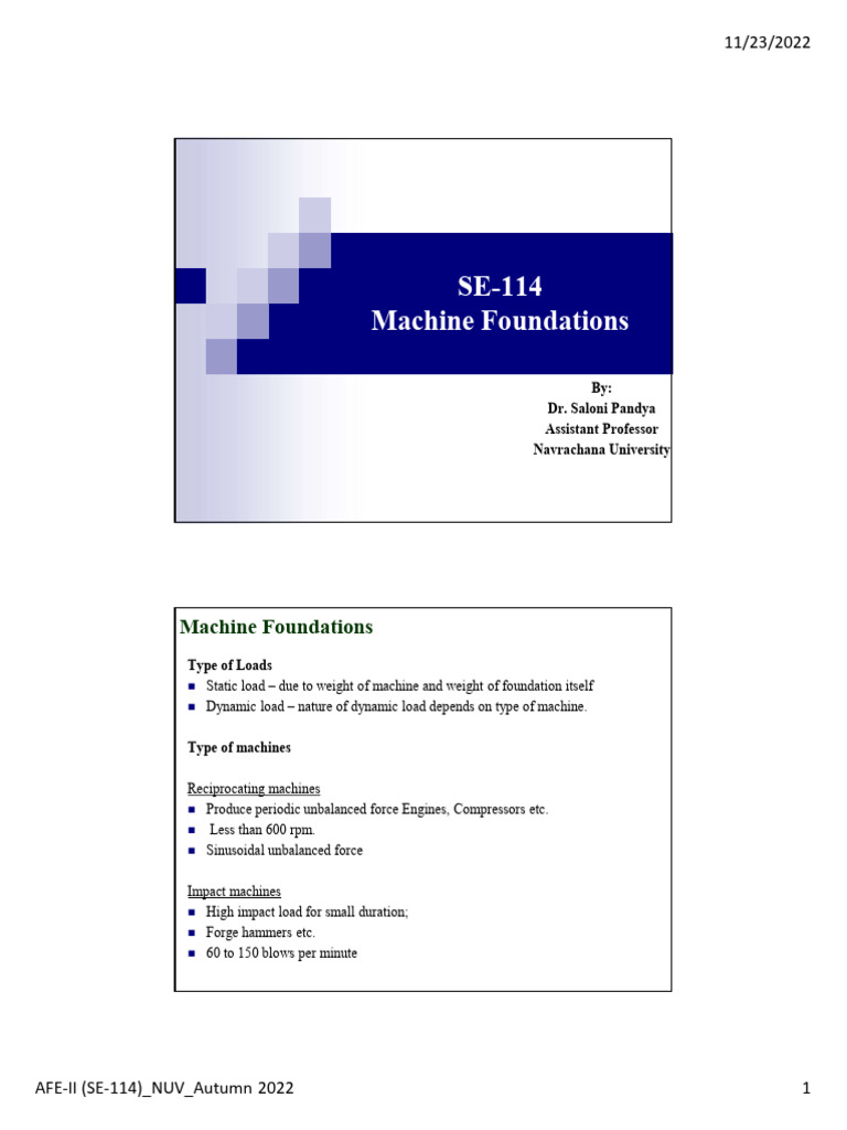Machine Foundations: Types and Dynamics | PDF | Resonance | Oscillation