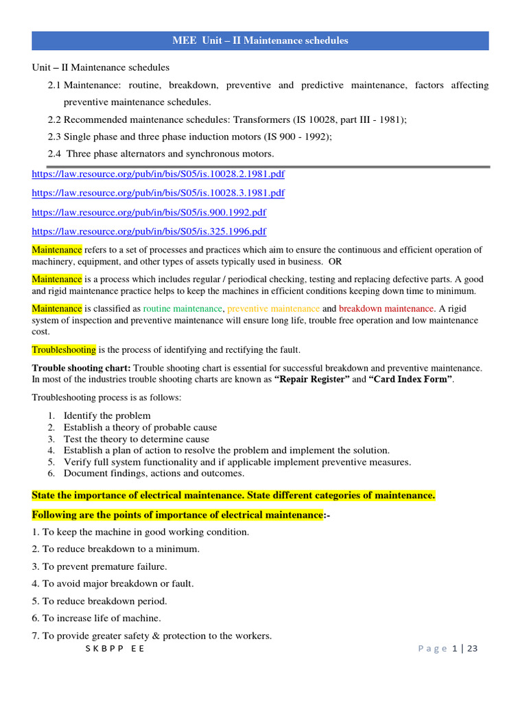 MEE Unit 2 | PDF | Electric Motor | Transformer